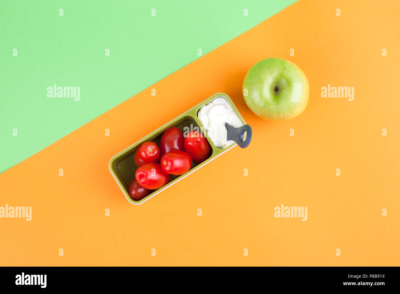 Lunch box with cherry tomatoes and soft cheese. Healthy Lunch in the ...