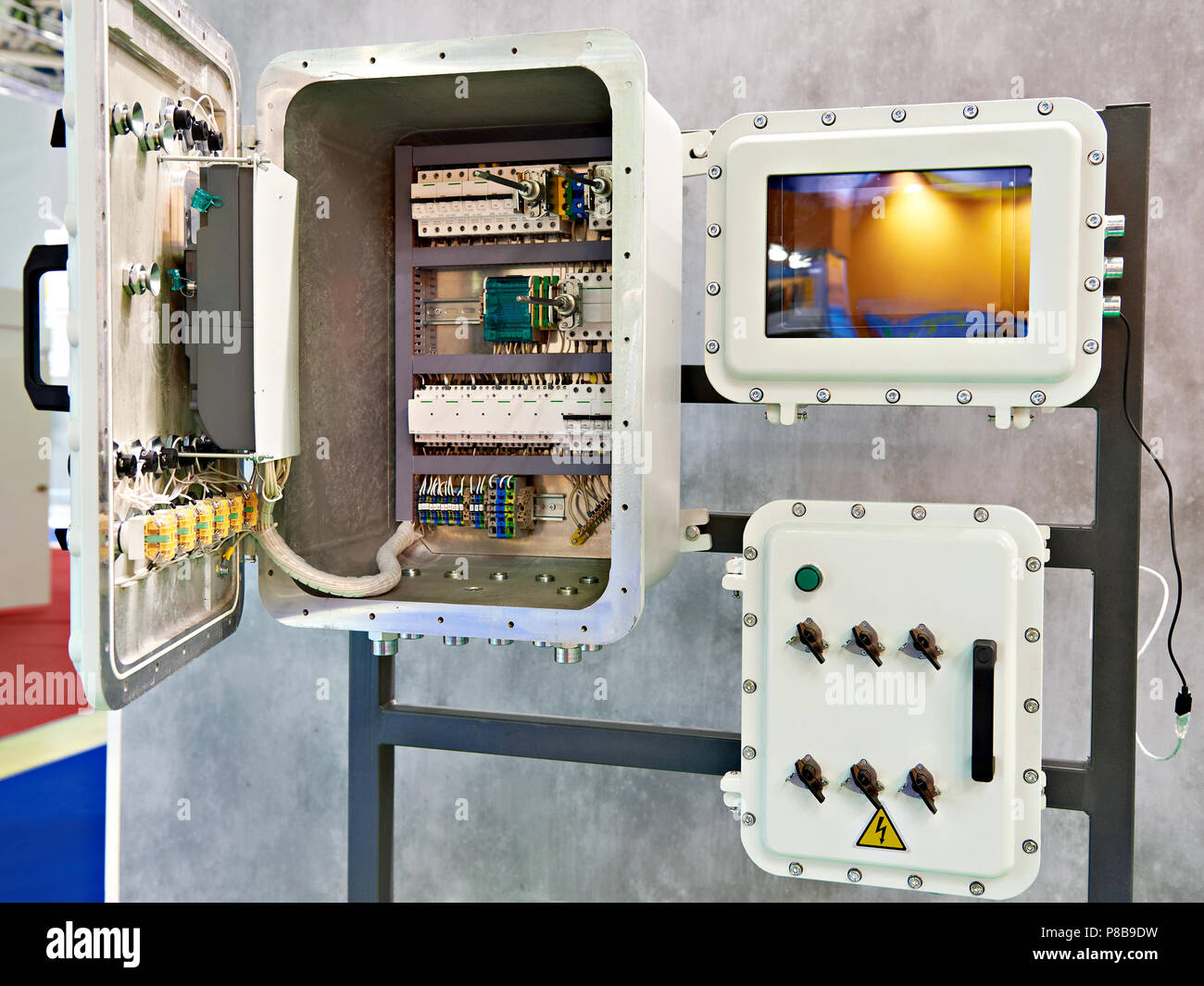 Explosion-proof box for electrical equipment with glass Stock Photo - Alamy