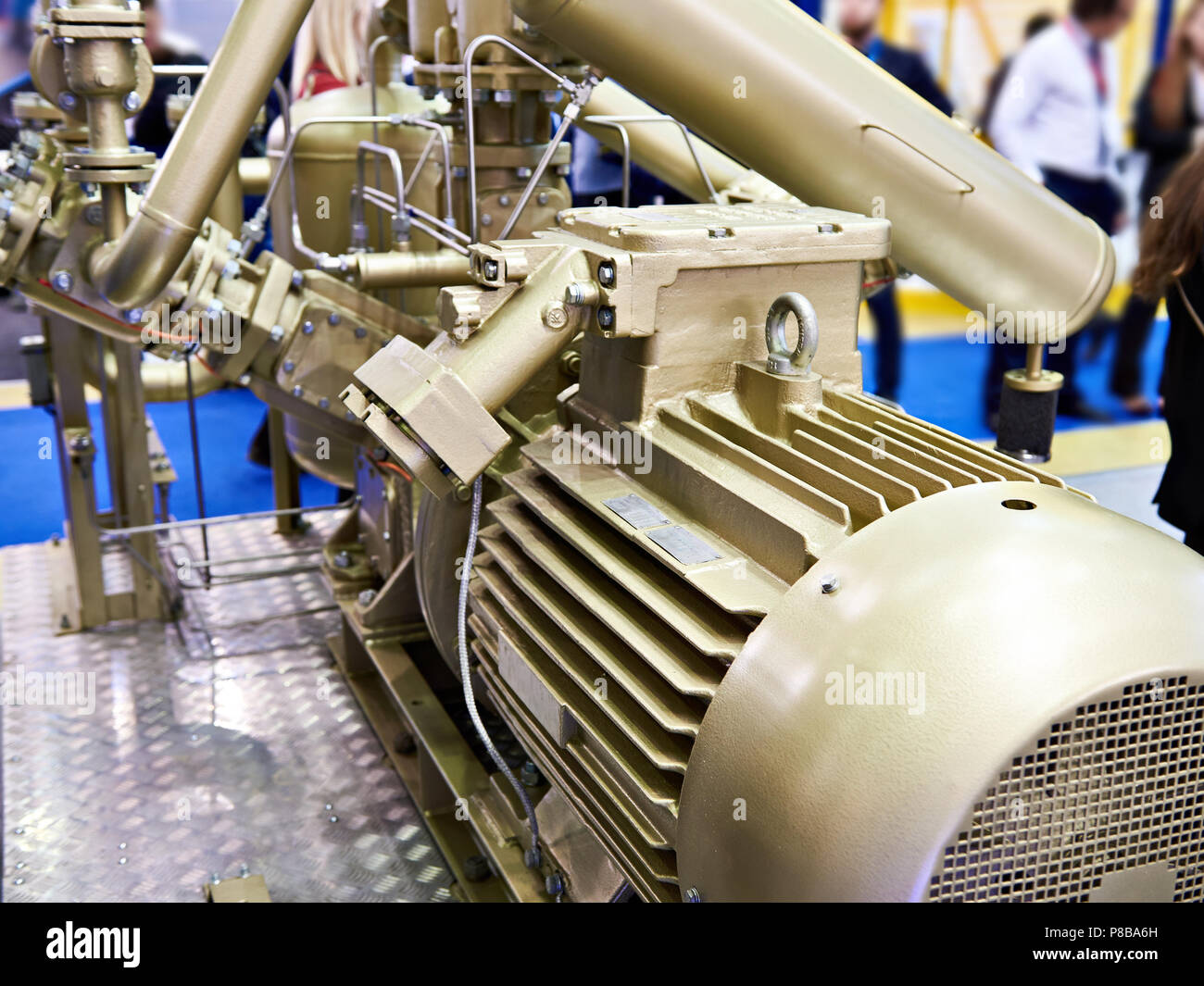Engine of the piston compressor oil industry Stock Photo - Alamy