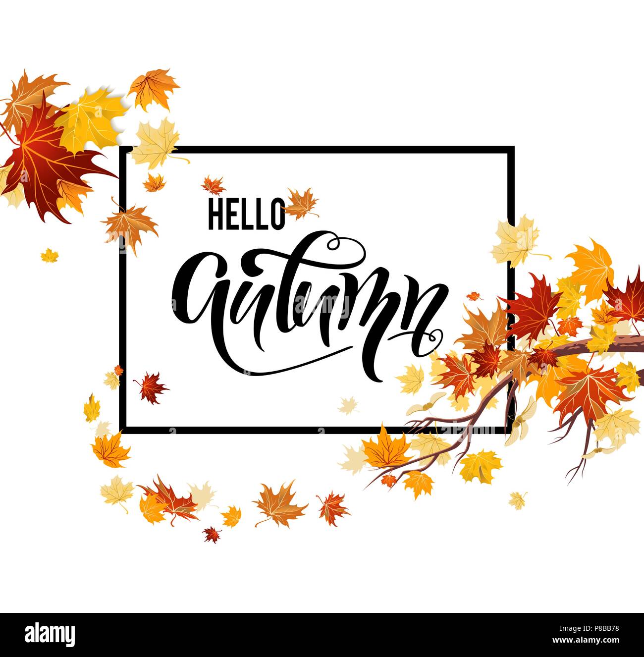 Hello autumn leaves Stock Vector Images - Alamy