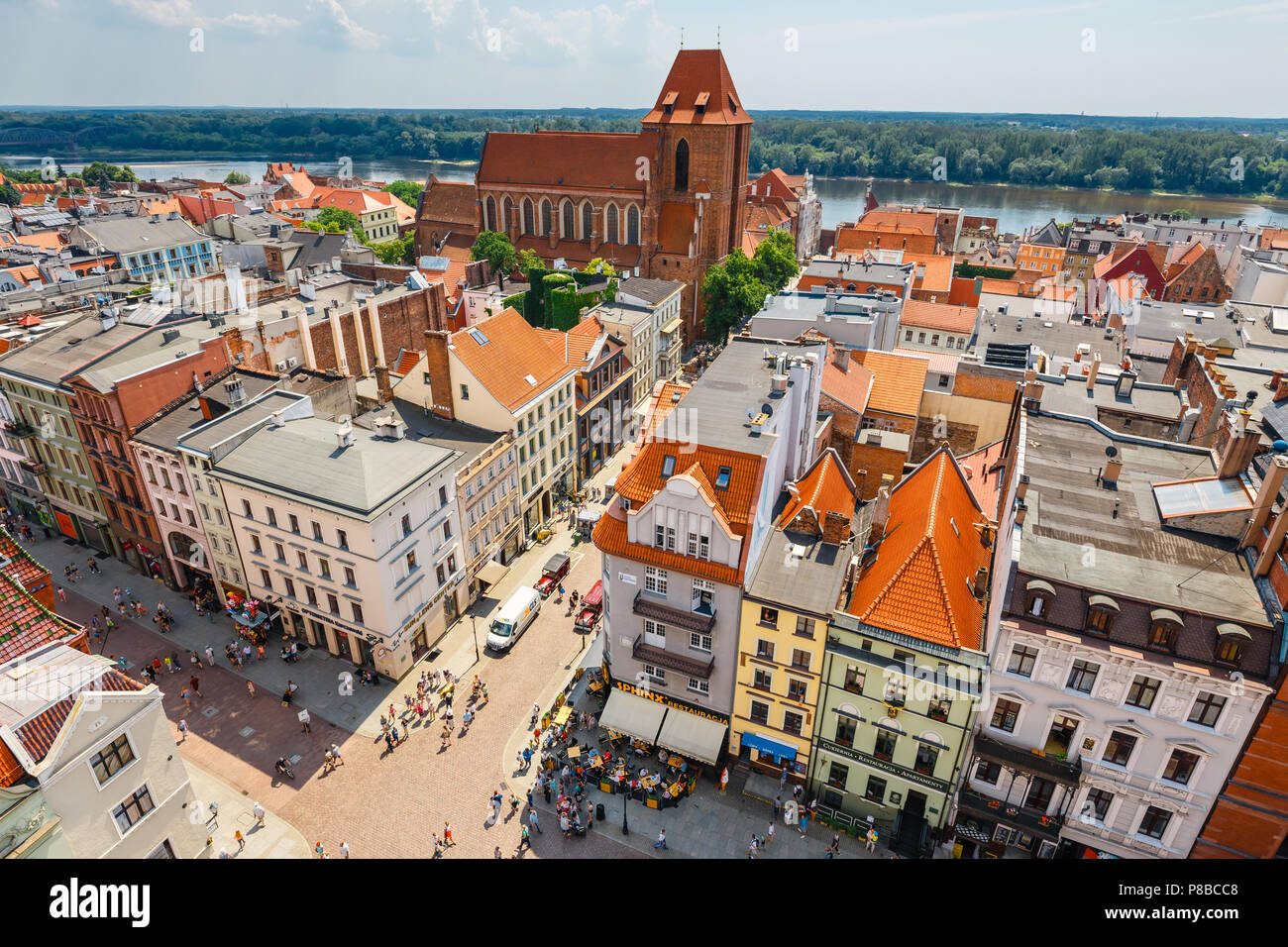 Torun, Poland - June 01, 2018: Aerial view of historical buildings and ...