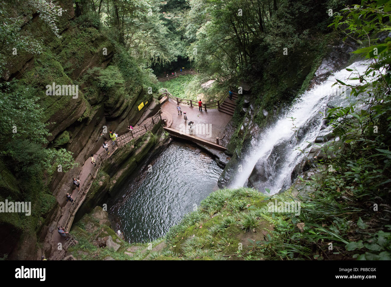 Aerial view of the bottom of the the gorge at Bifengxia also known as ...