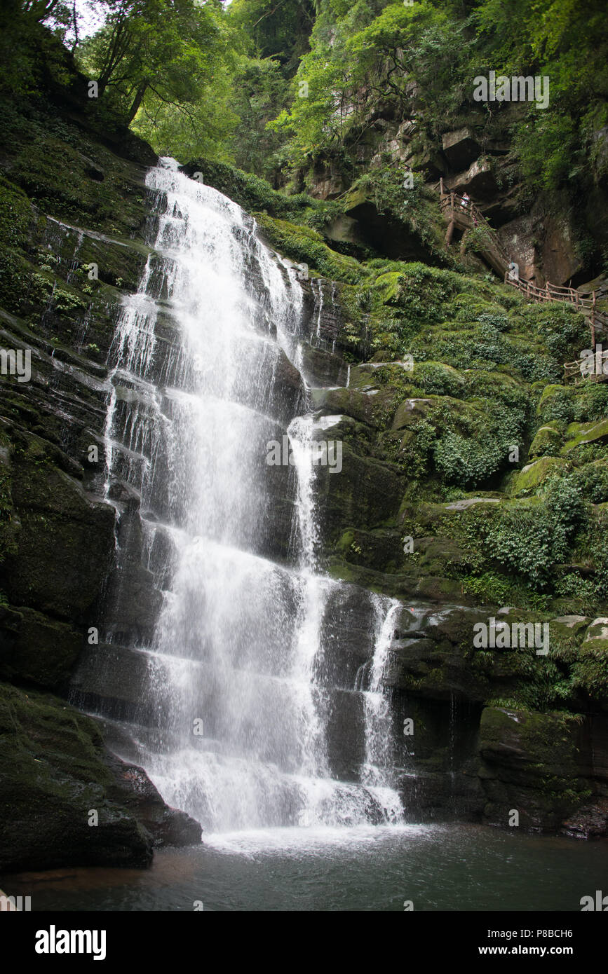 The waterfall at the bottom of the gorge and mountainous walk through ...