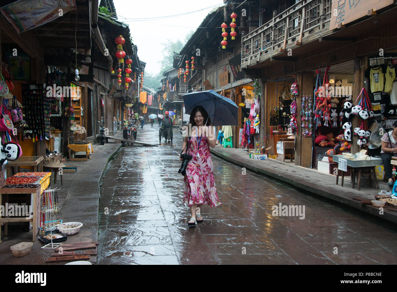 A walk through the ancient town of Shangli near Ya'an city in Sichuan ...