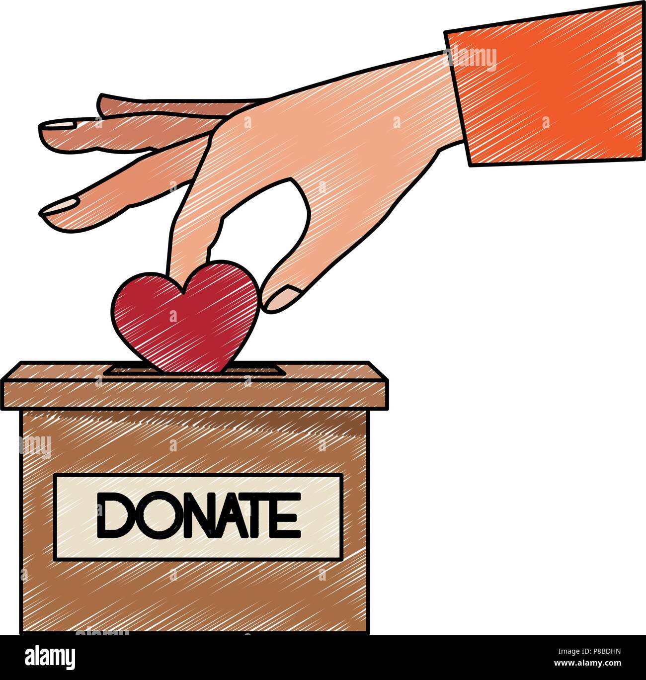 Hand inserting heart to box scribble Stock Vector Image & Art - Alamy Hand inserting heart to box scribble Stock Vector Image & Art - Alamy