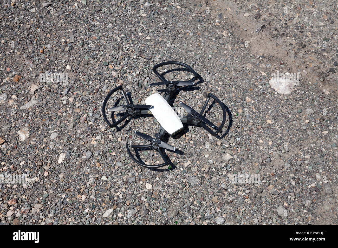 Remote Control Flying Drone Isolated on the Ground, Landed Stock Photo ...