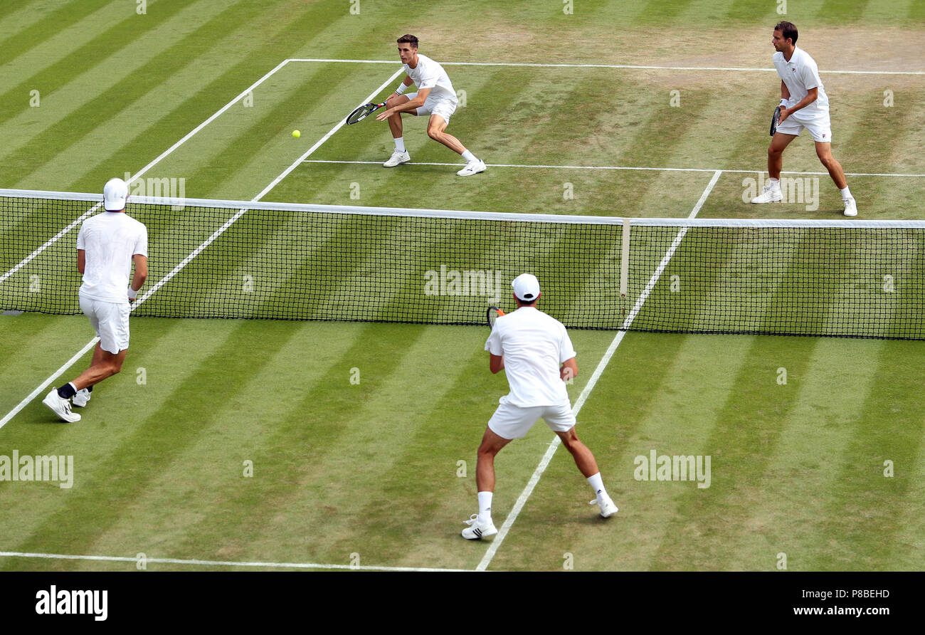 Joe Salisbury (left) and Frederik Nielsen in action in the Doubles on ...