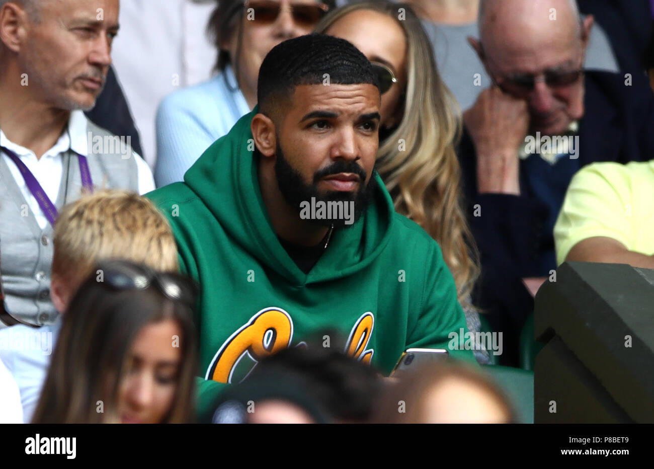 Drake on centre court watching Serena Williams in action on day eight ...