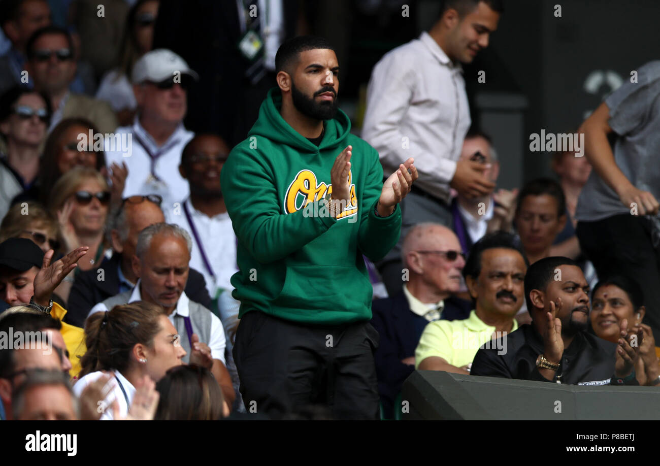 Drake on centre court watching Serena Williams in action on day eight ...