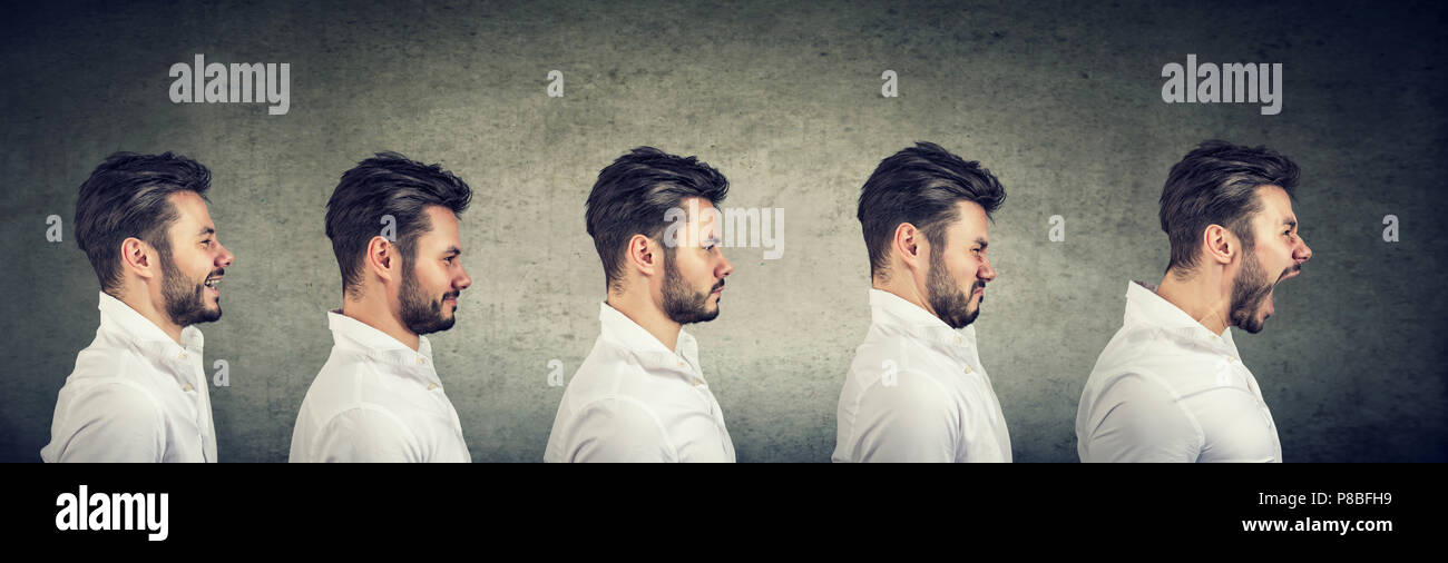 Emotions collage profile side view hi-res stock photography and images ...