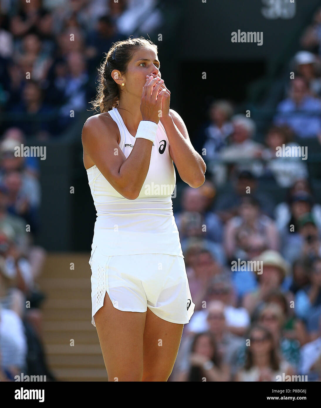 Julia Goerges celebrates her win against Kiki Bertens on day eight of ...