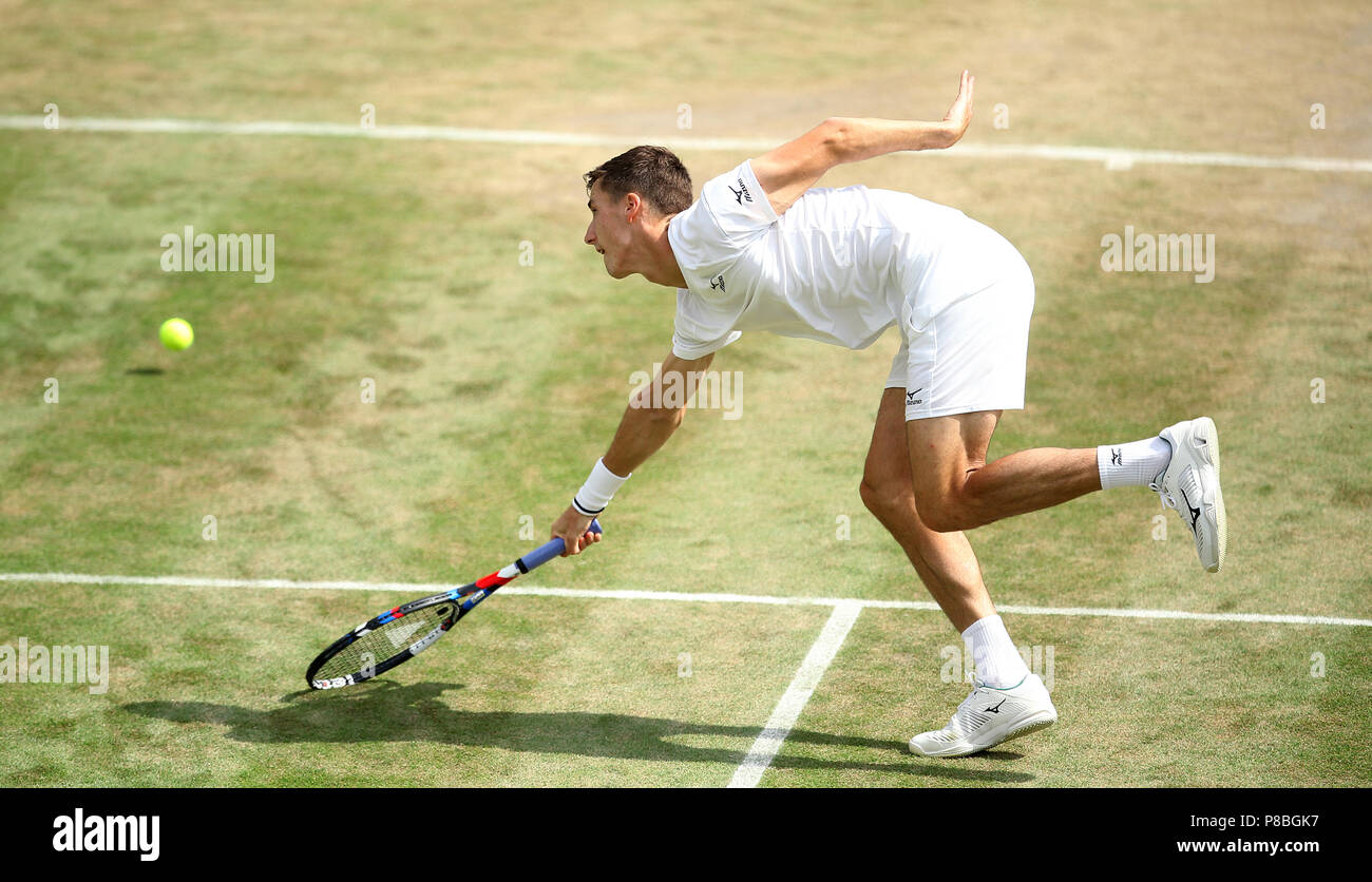 Joe Salisbury during the doubles on day eight of the Wimbledon ...