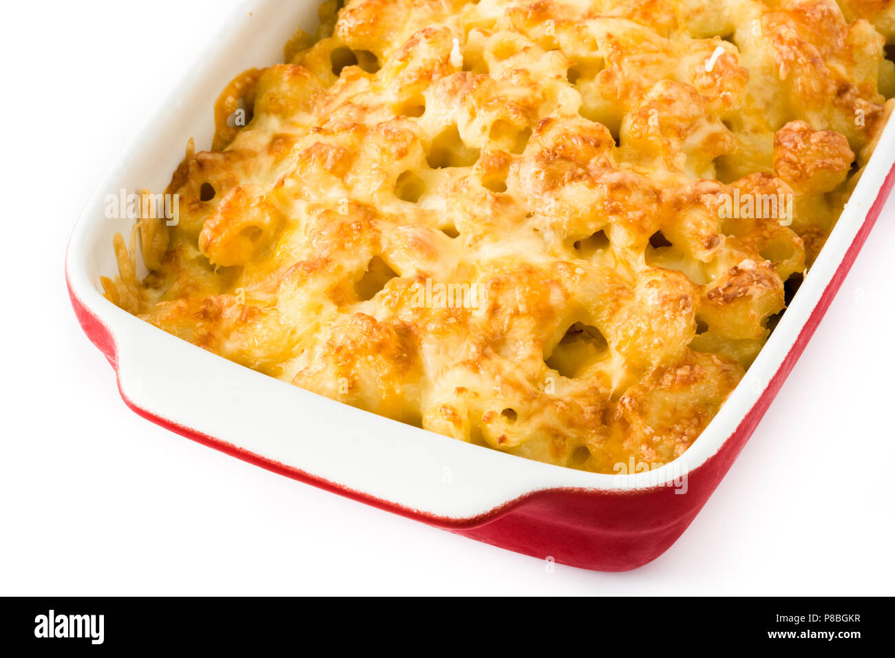 Typical American macaroni and cheese isolated on white background Stock ...