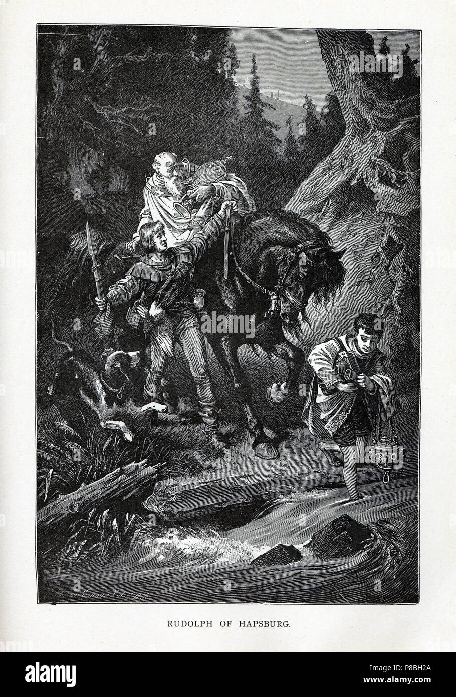 Rudolph of Habsburg and the Priest. Museum: PRIVATE COLLECTION Stock ...