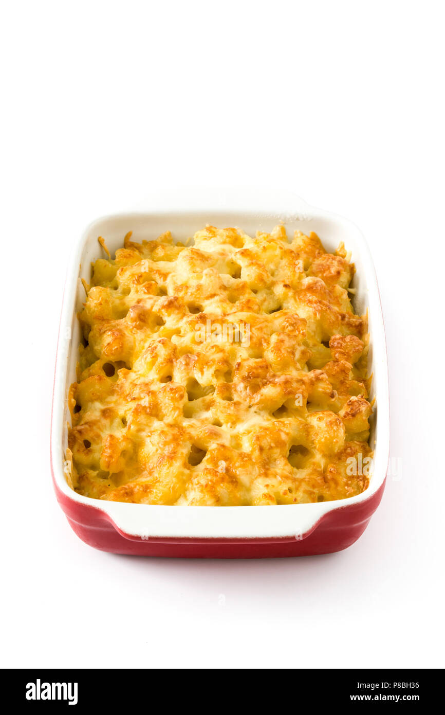 Typical American macaroni and cheese isolated on white background Stock ...