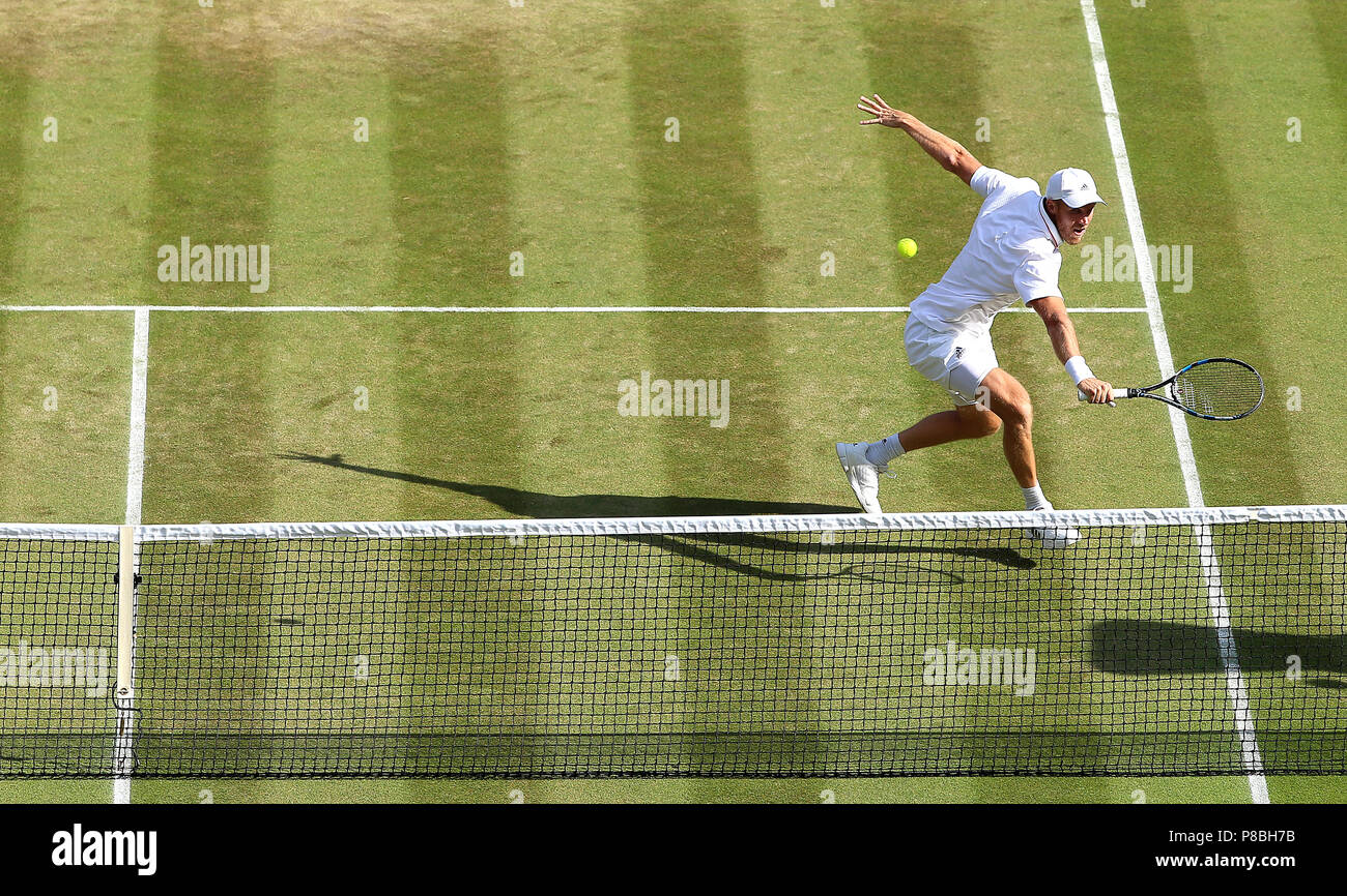 Dominic Inglot during the doubles on day eight of the Wimbledon ...