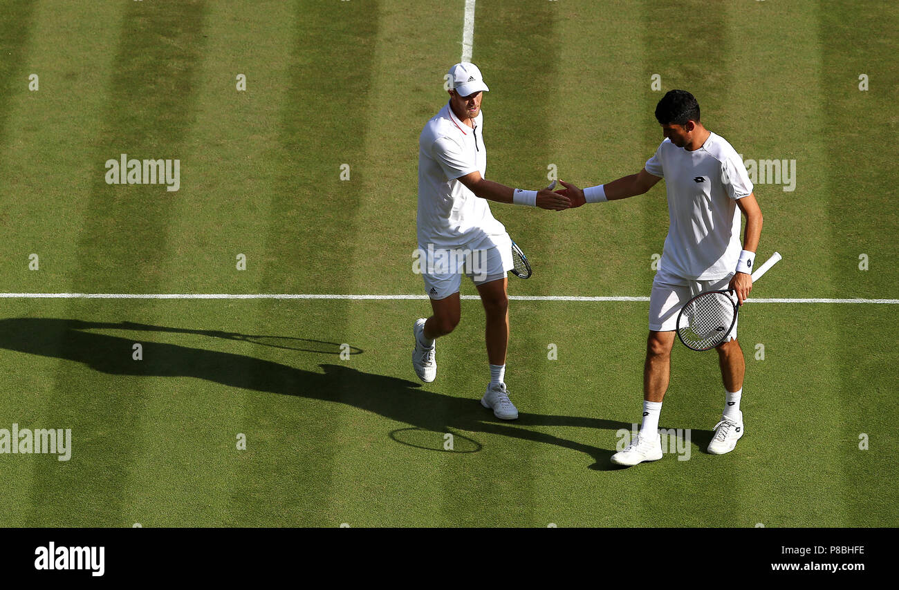 Dominic Inglot and Franko Skugor during the doubles on day eight of the ...