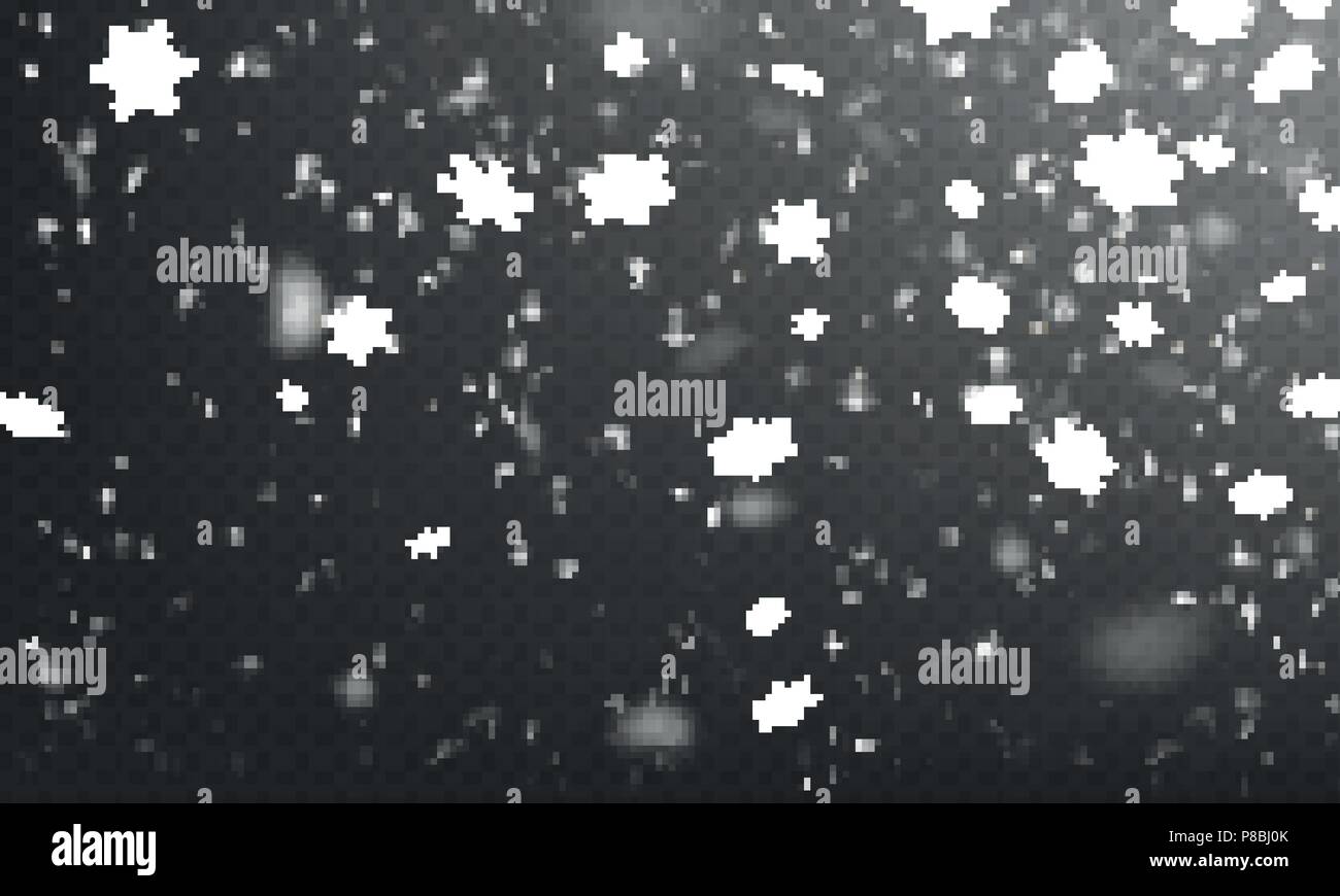 Stock vector illustration realistic defocused falling snow. Snowflakes ...
