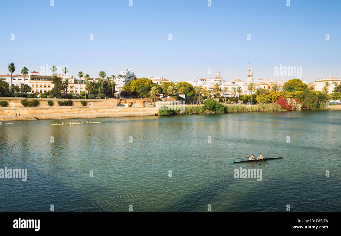 Seville, Waterfront view of the city, Andalusia, Spain Stock Photo - Alamy