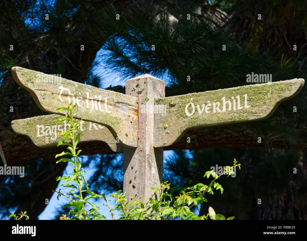 signpost at the Hobbiton movie set, Matamata Nz Stock Photo - Alamy