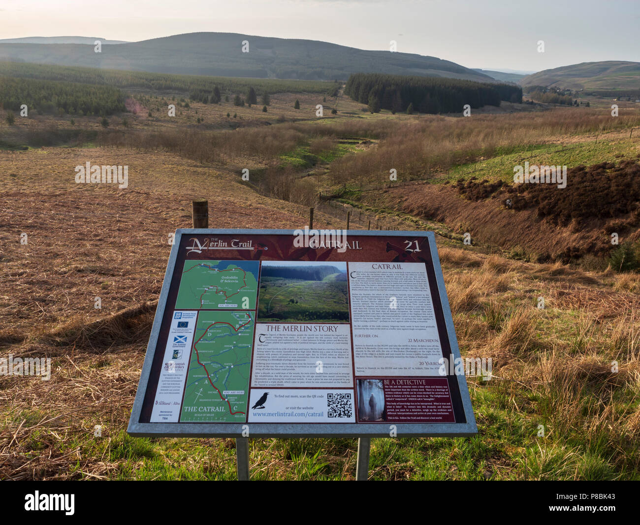 Sign in Teviotdale showing the location of the Catrail, a Pictish ...