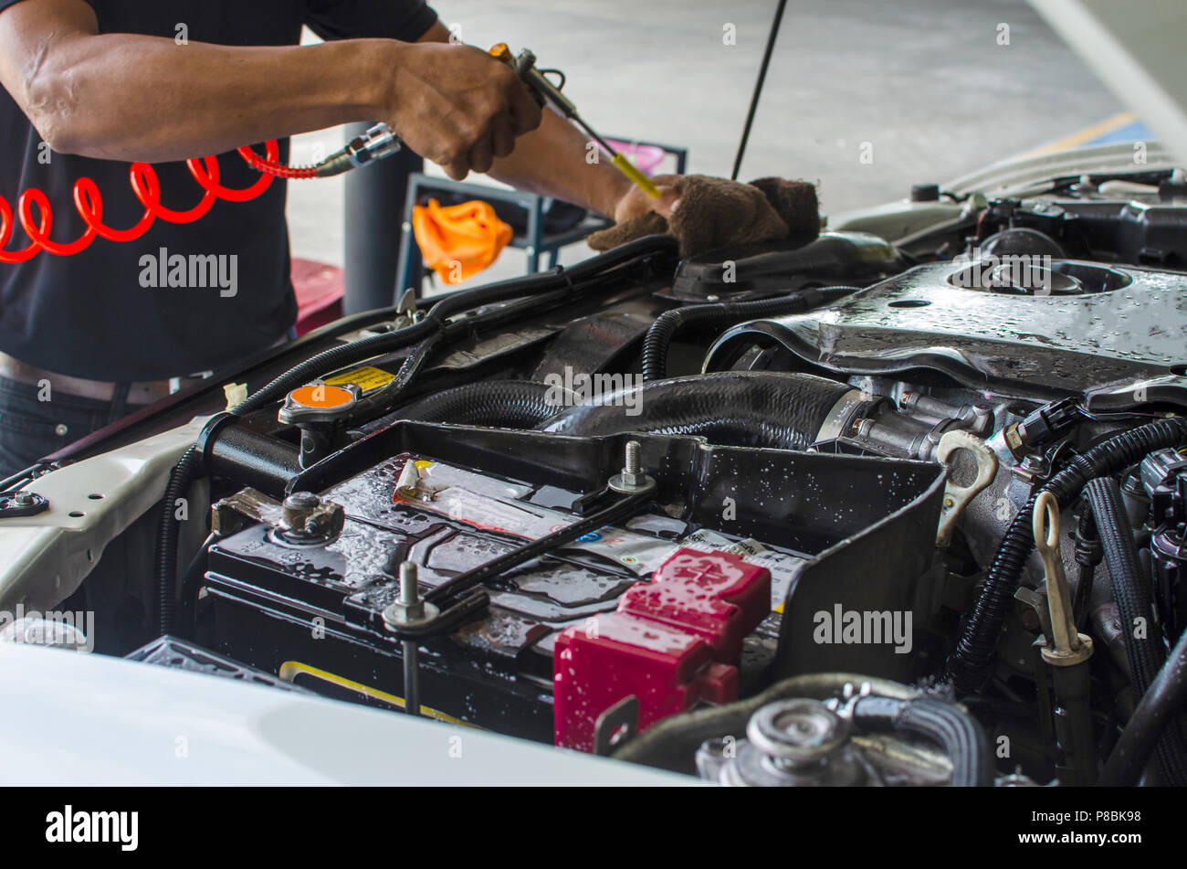 Car mechanic cleaning engine cylinder hi-res stock photography and ...