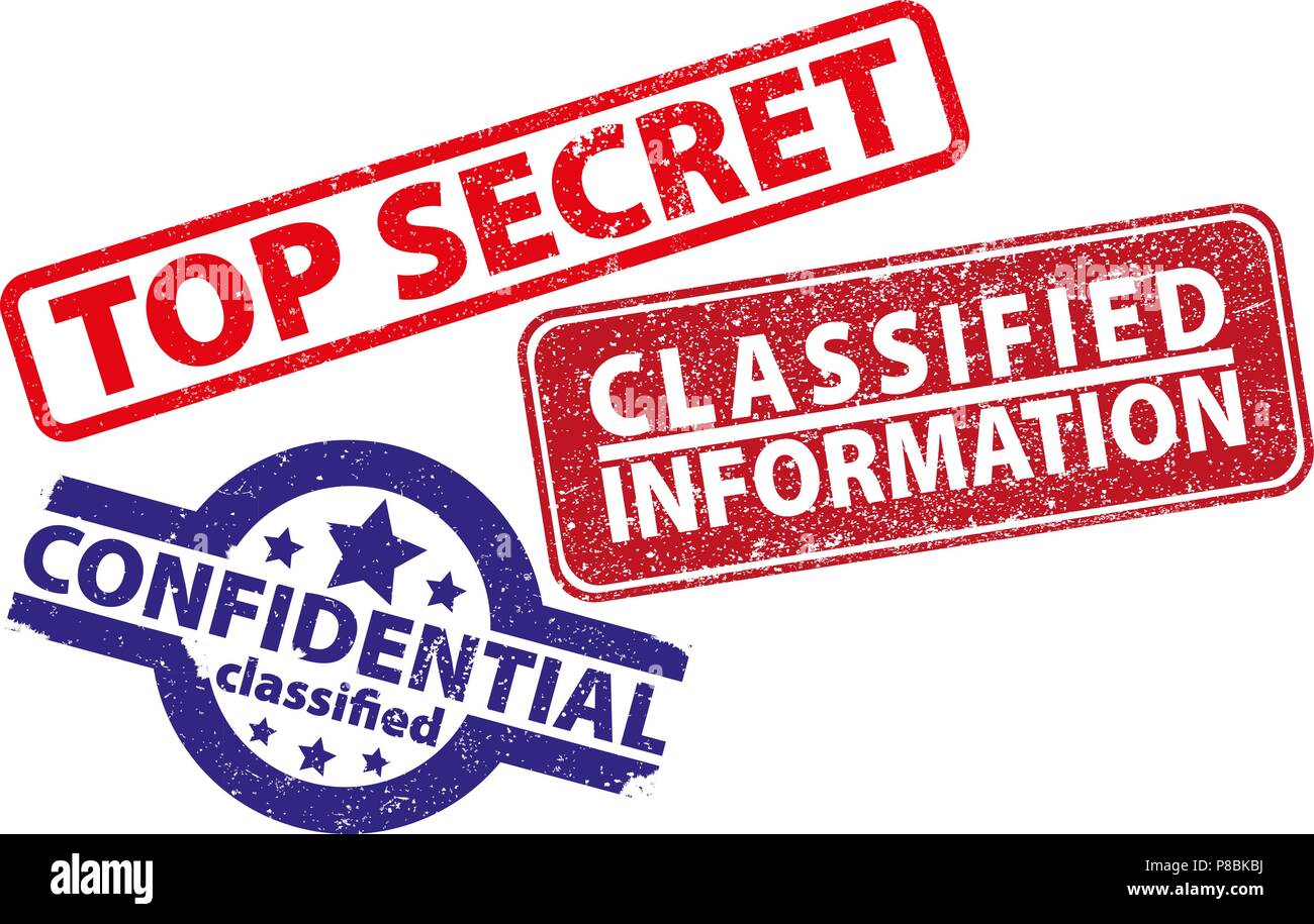 three rubber stamps top secret, confidential and classified information ...
