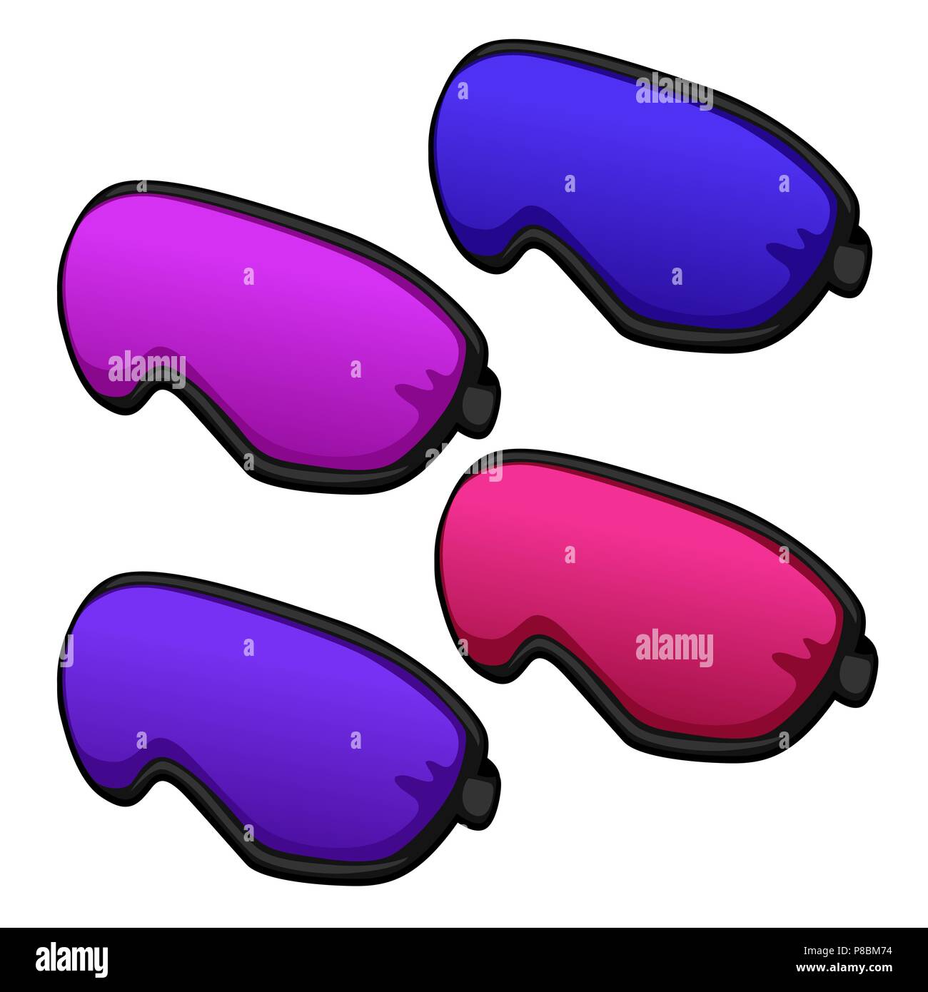 Set of colorful sleeping masks from relax isolated on a white ...