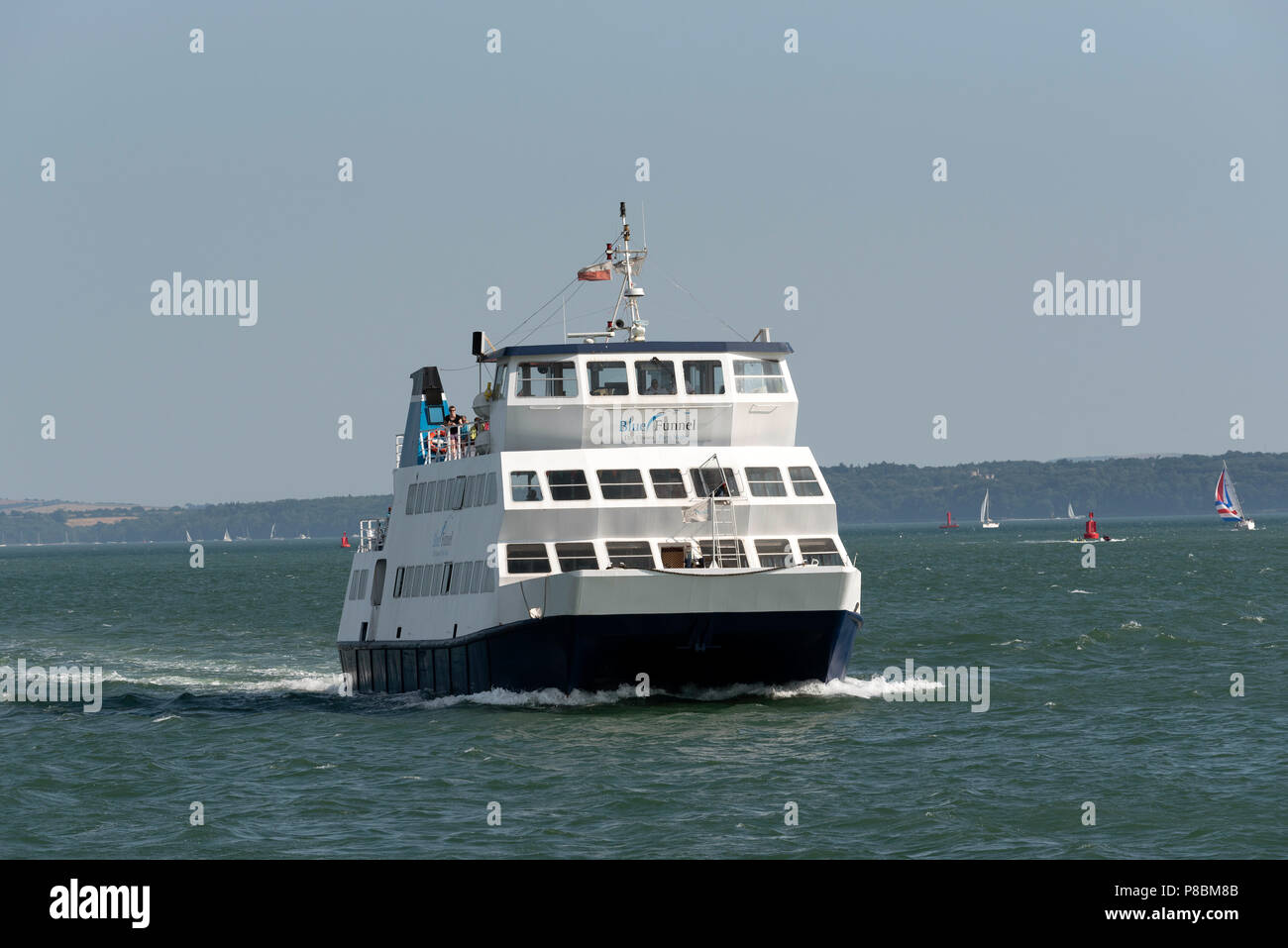 Blue Funnel a tourist trip vessel underway on The Solent, southern ...