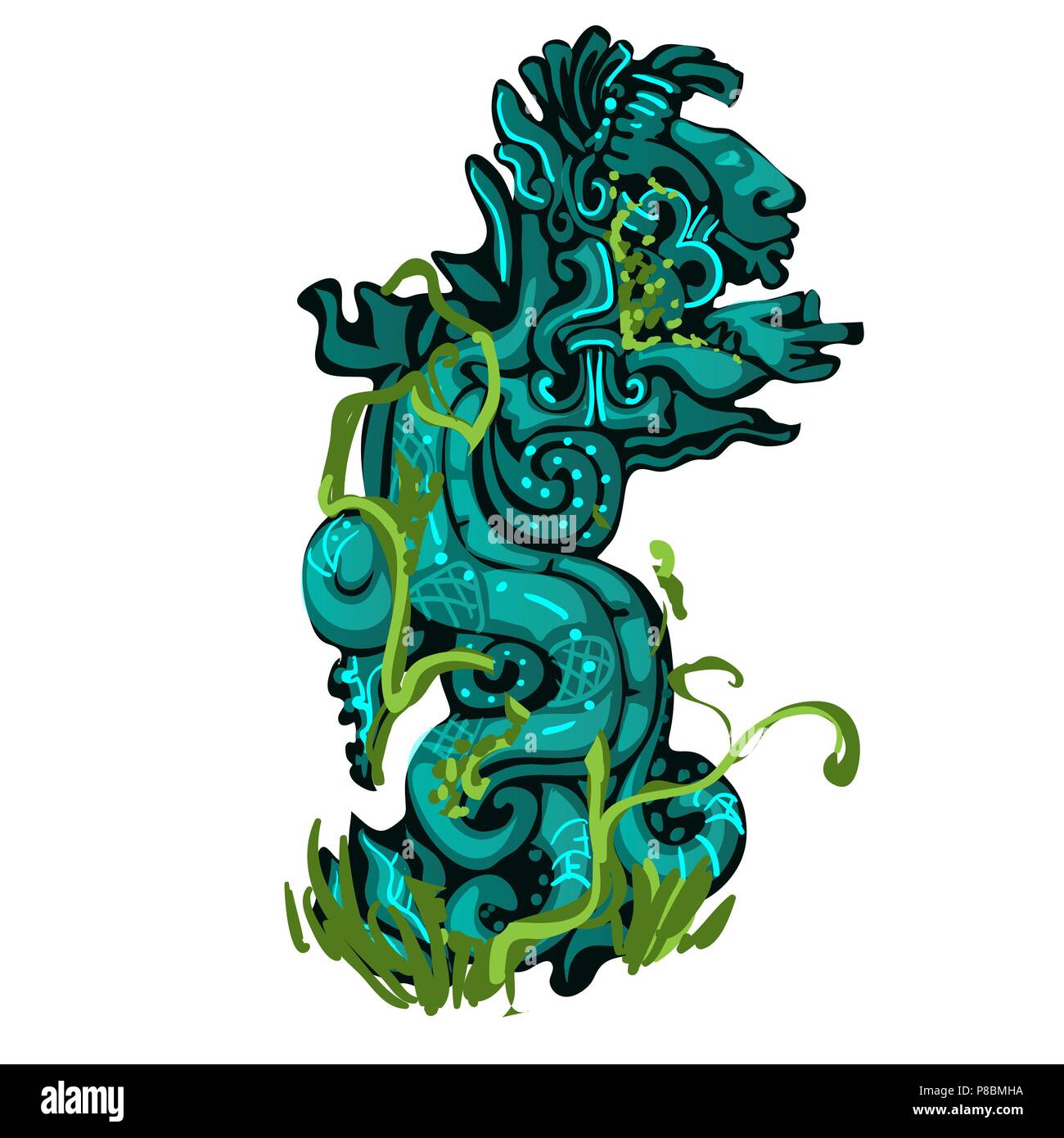 The sacred totem of overgrown plants. The symbol of the religion of the ...