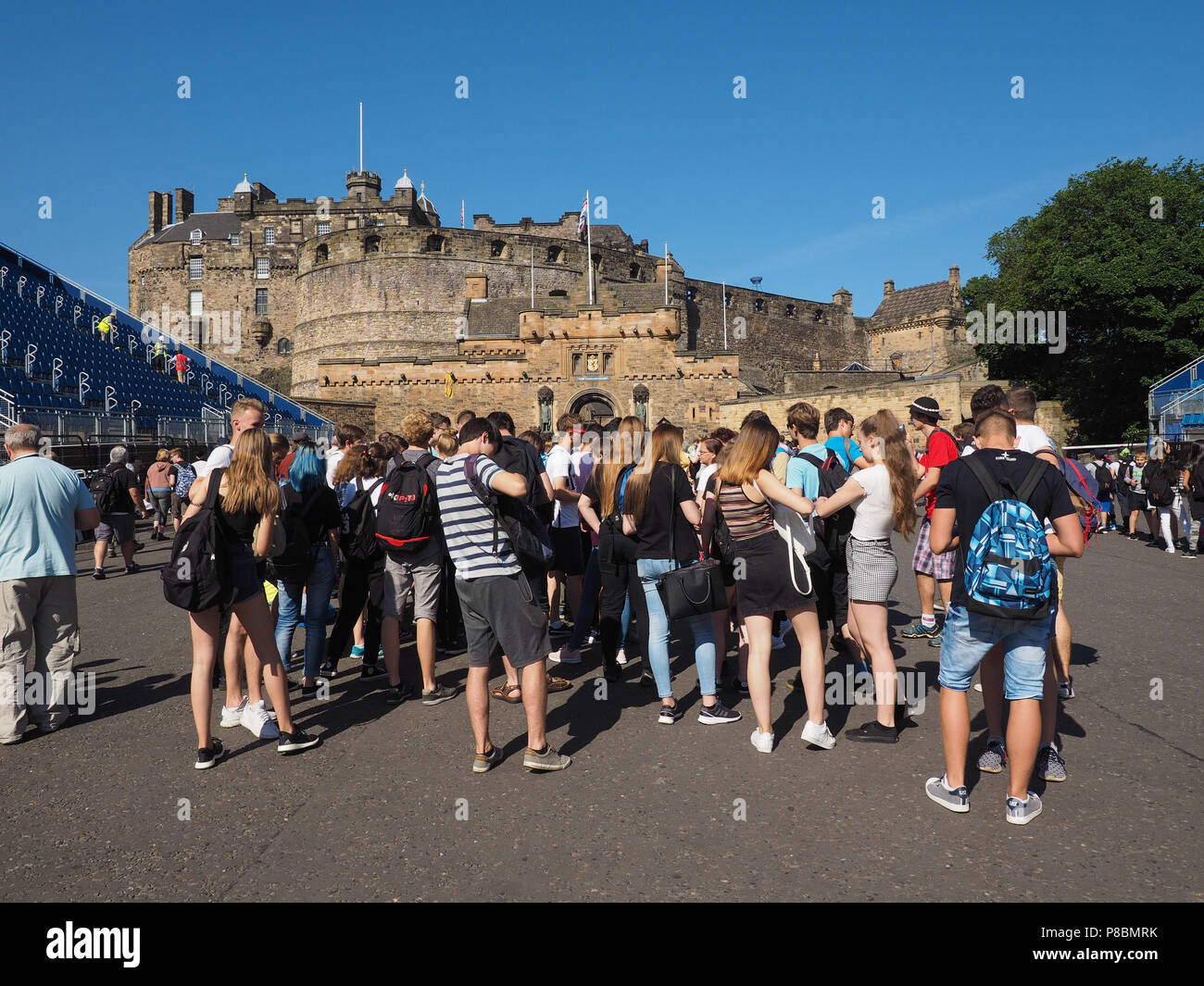 EDINBURGH, UK - CIRCA JUNE 2018: Tourists visiting Edinburgh castle ...