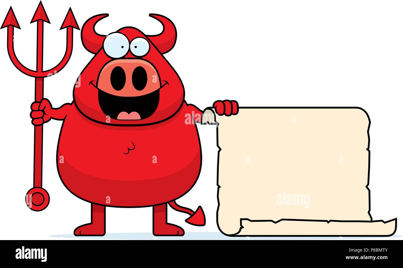 A cartoon illustration of a devil with a contract Stock Vector Image ...