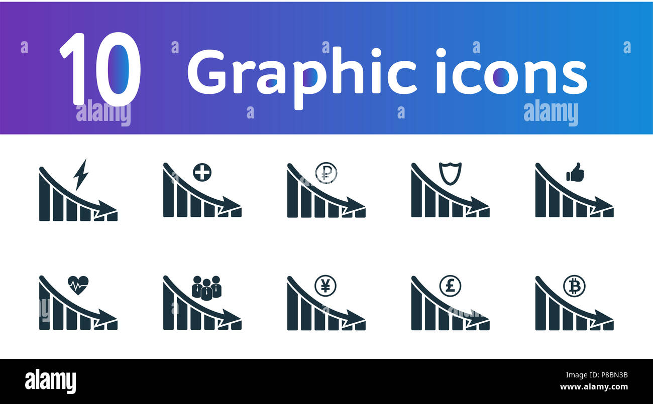 Decrease graphic icons set. UI and UX. Premium quality symbol collection. MDecrease graphic icon ...