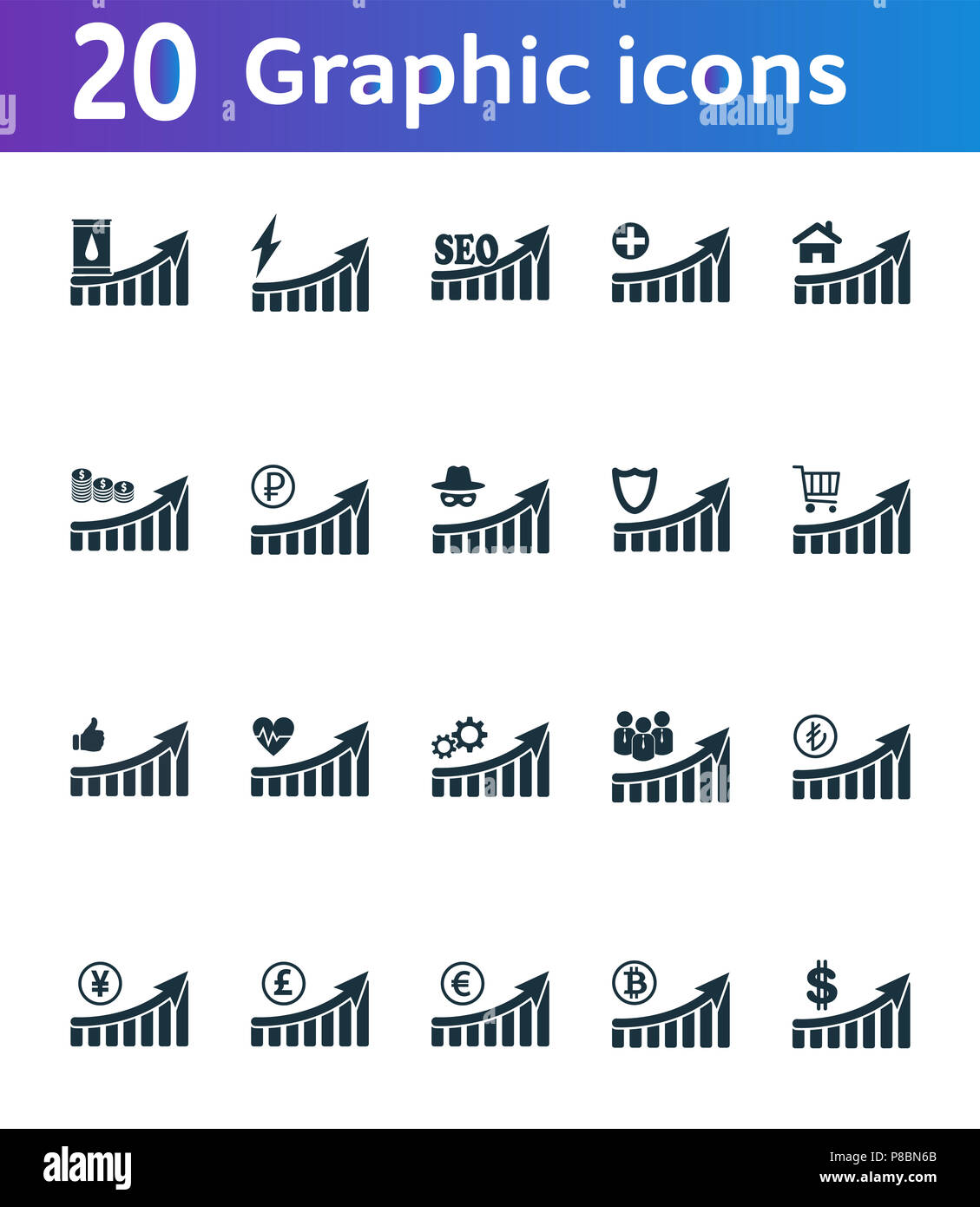 Increase graphic icons set. UI and UX. Premium quality symbol ...