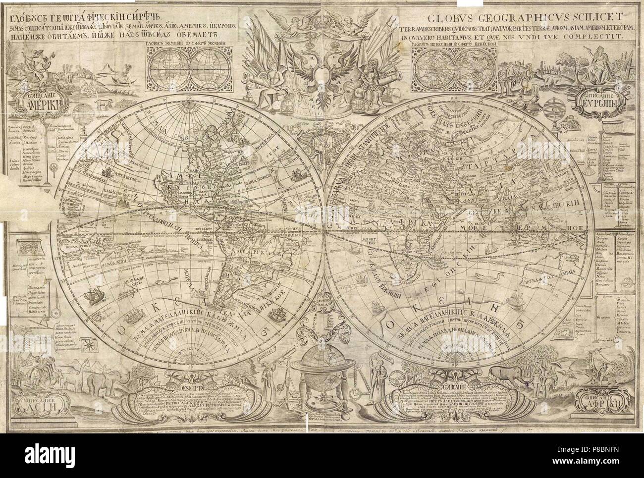 Double hemisphere map of the World. Museum: Russian National Library ...