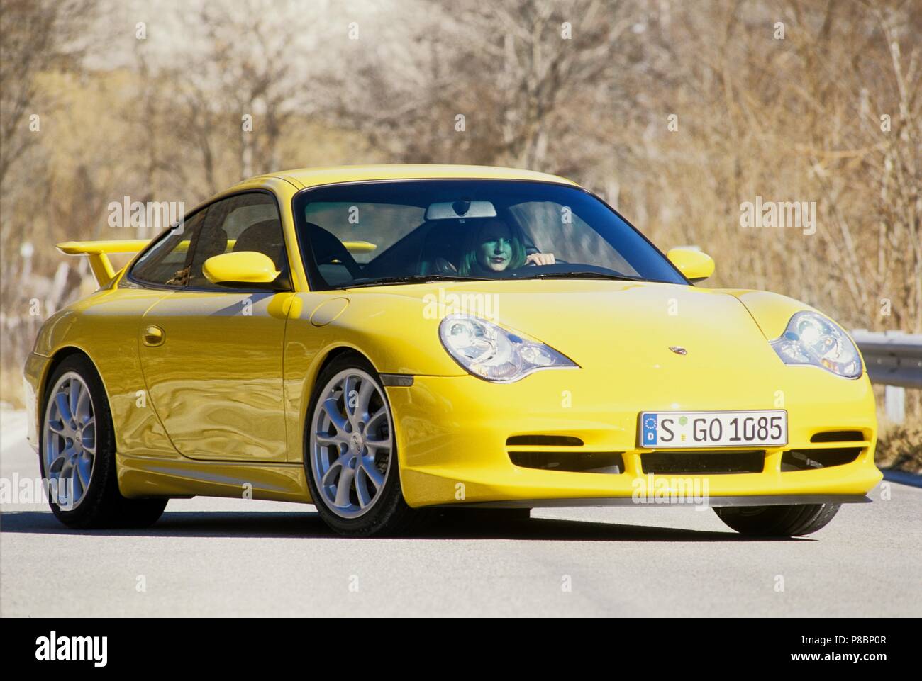 Porsche 911 GT3 RS - 996 model in yellow 2005 - showing static front ...