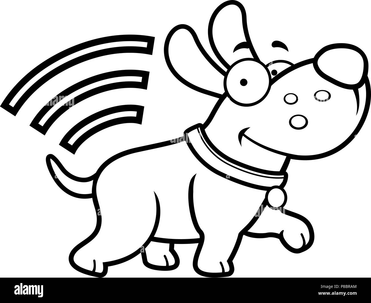 A cartoon illustration of a dog with a microchip Stock Vector Image ...