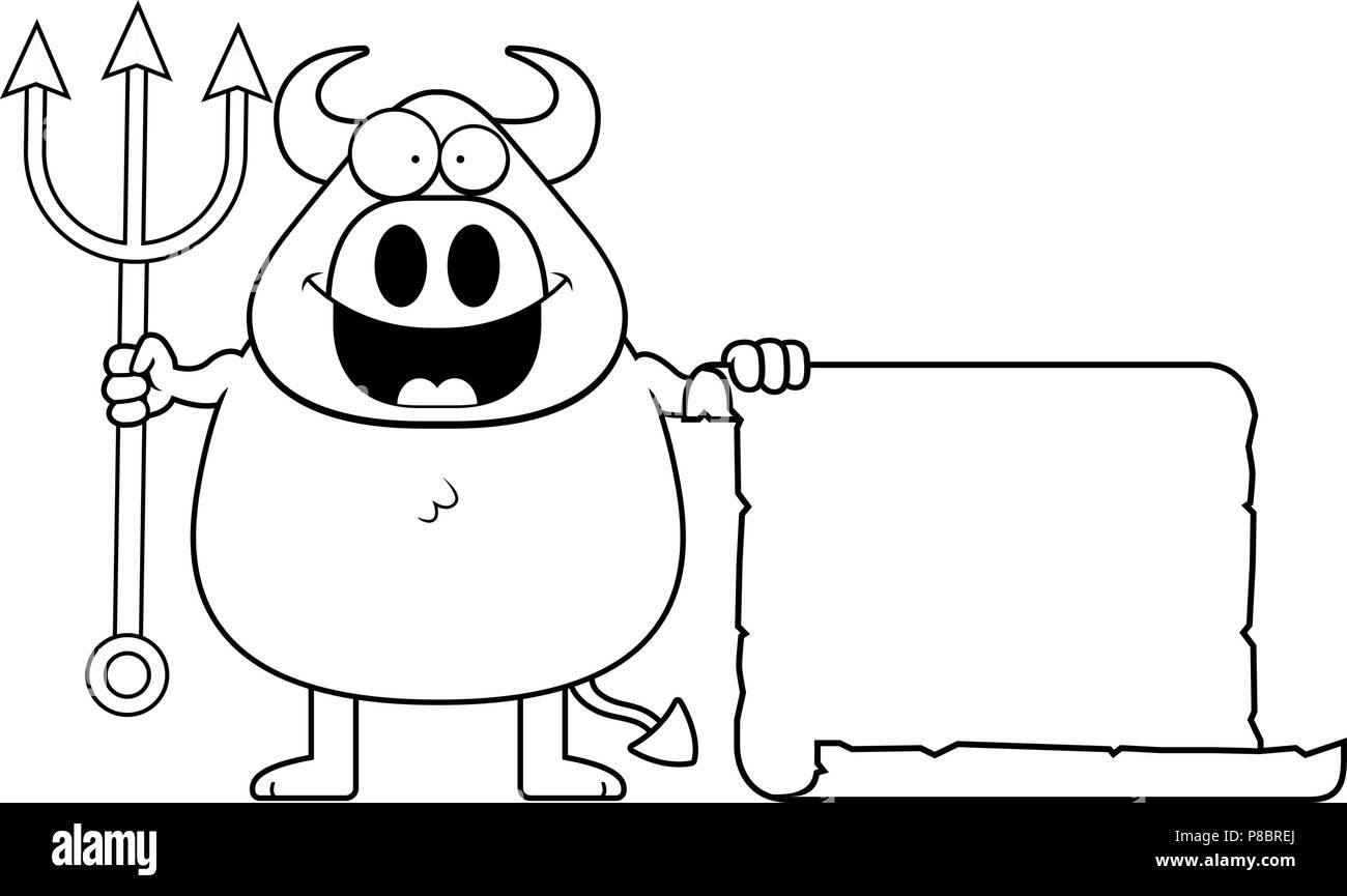 A cartoon illustration of a devil with a contract Stock Vector Image ...