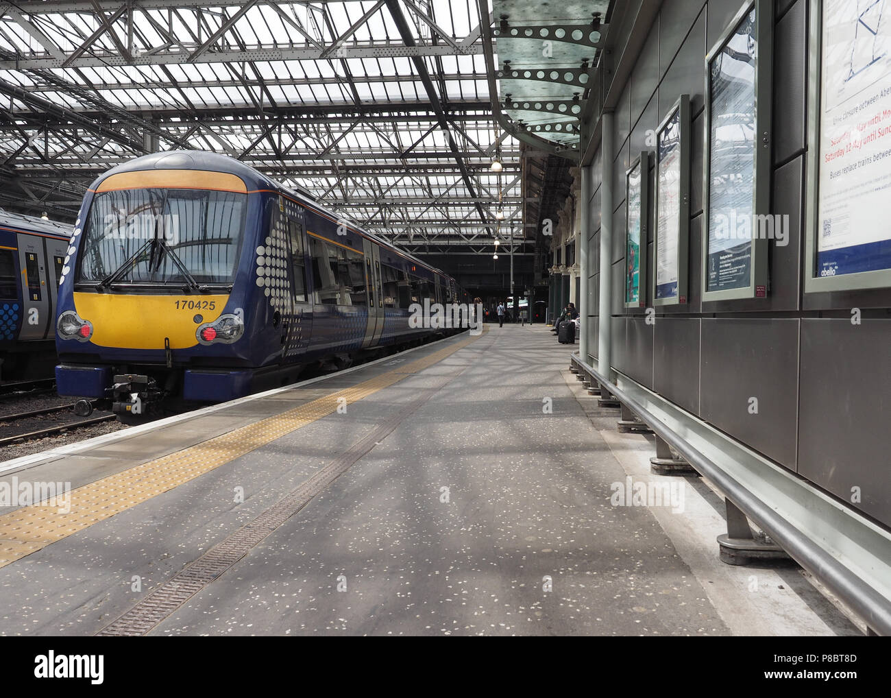 EDINBURGH, UK - CIRCA JUNE 2018: Trains at Edinburgh Waverly railway ...