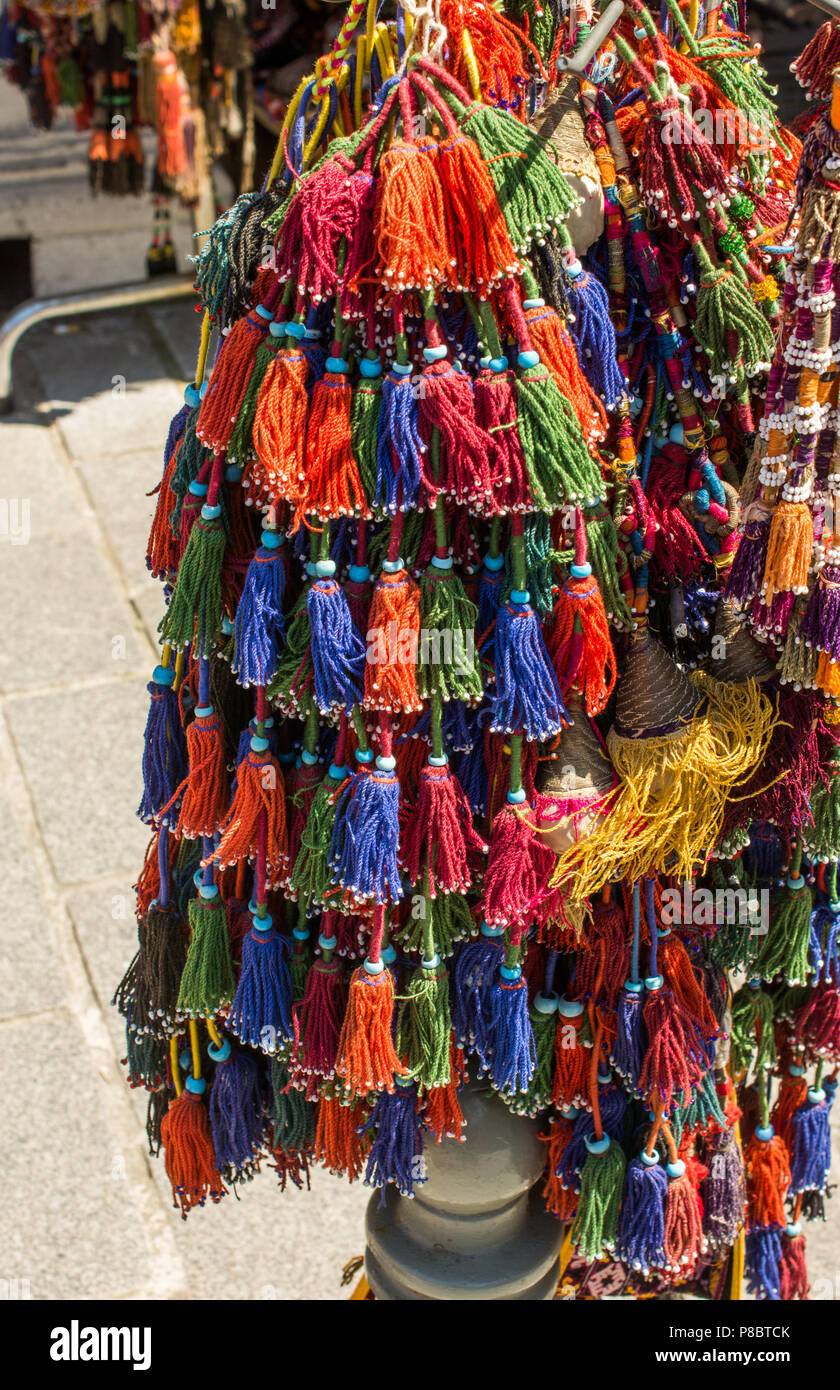 Selection of Ottoman Turkish traditional tassels in various colors ...