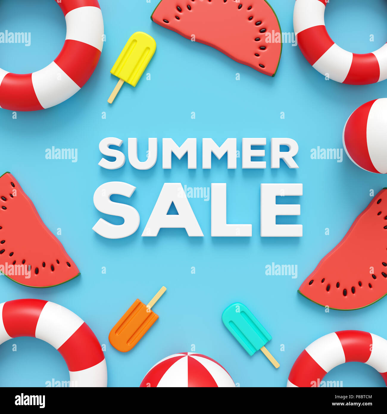 Summer Sale 3D Illustration Stock Photo - Alamy