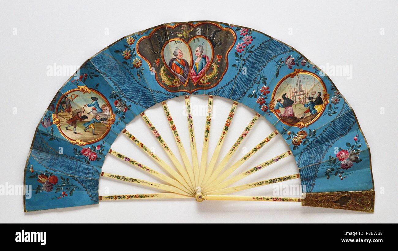 Folding fan to celebrate the wedding of Marie Antoinette and Louis XVI ...
