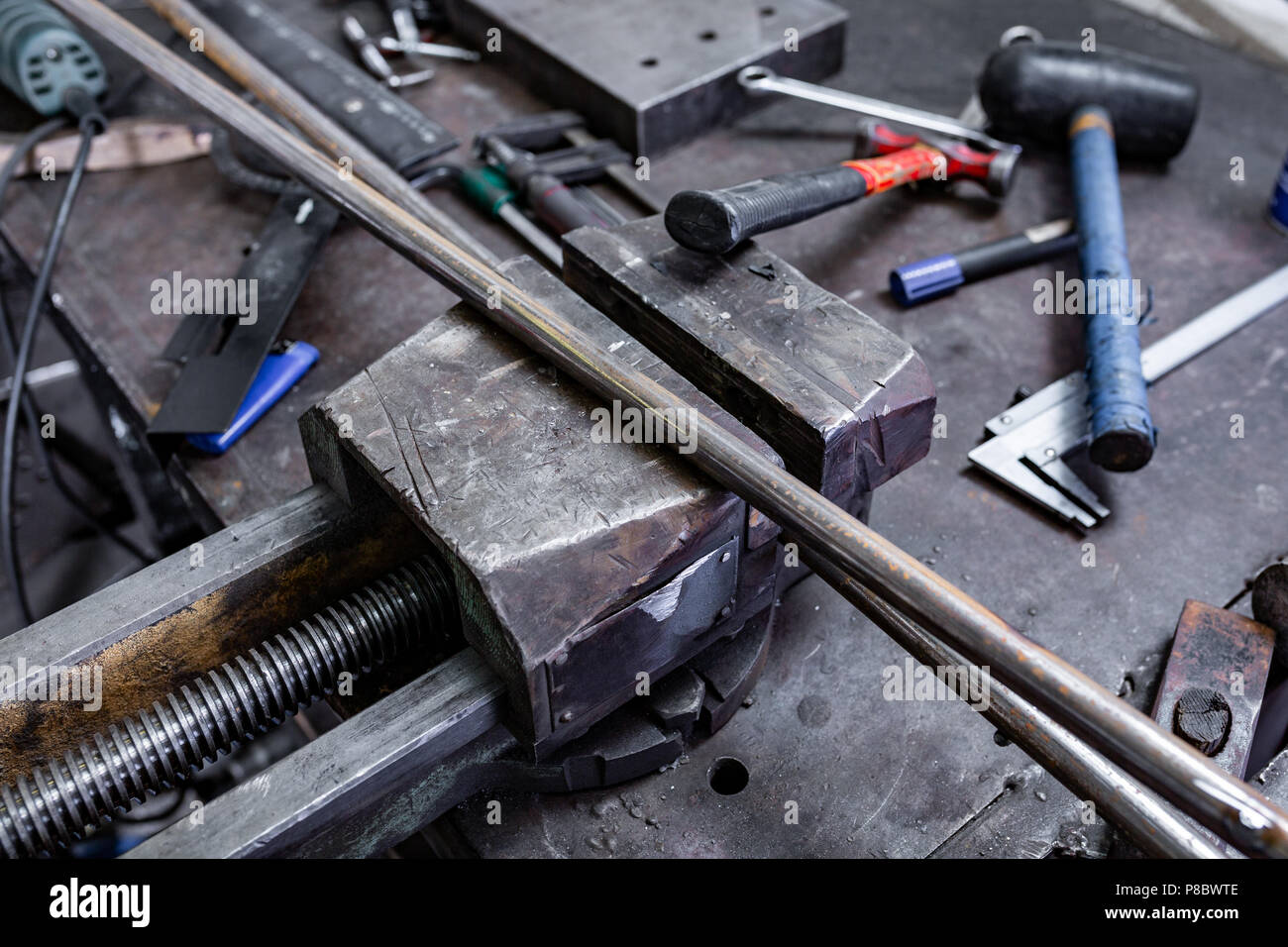 vice grip in workshop Stock Photo - Alamy