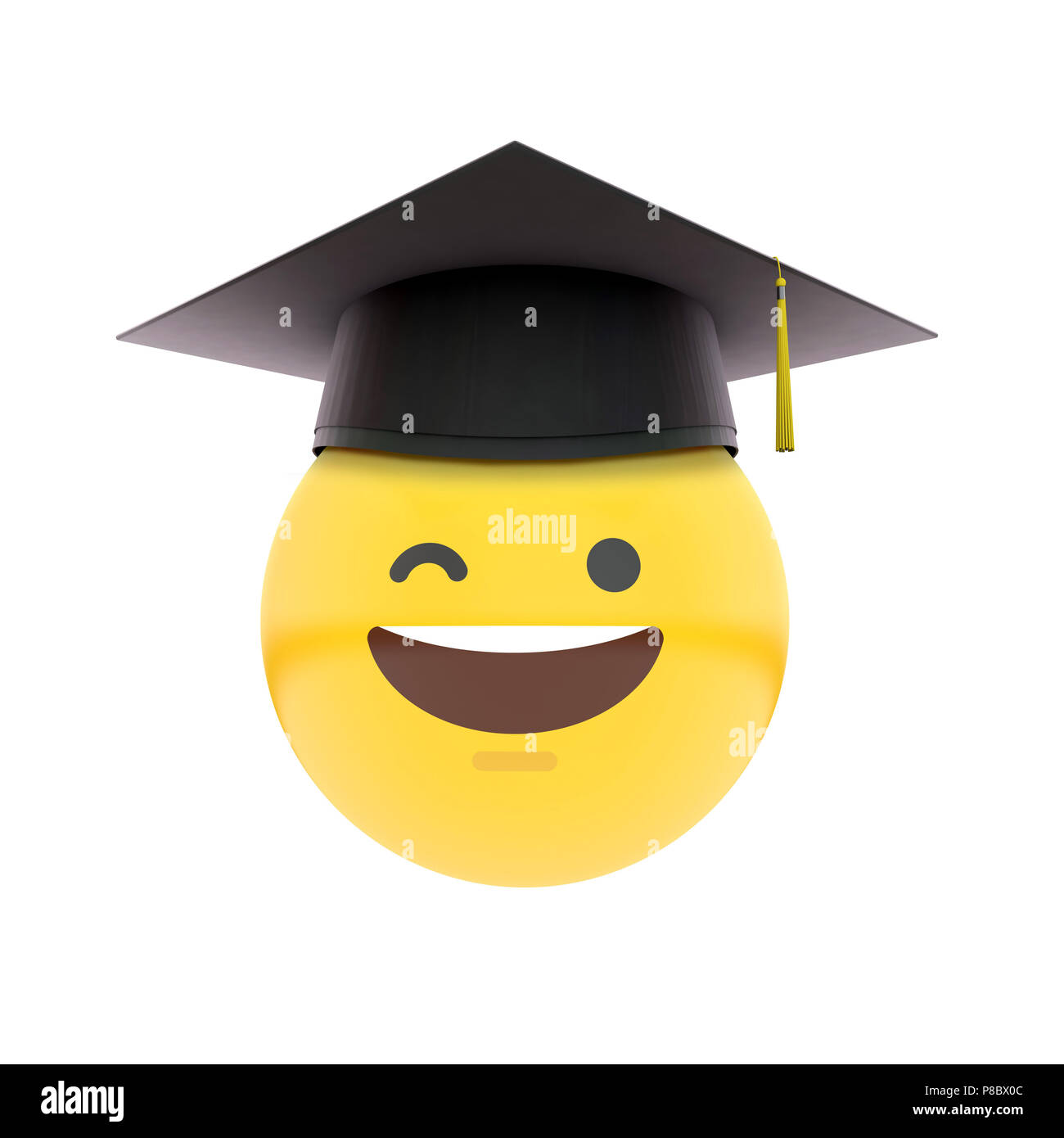 Graduation emoji wearing a traditional graduation cap. Education ...