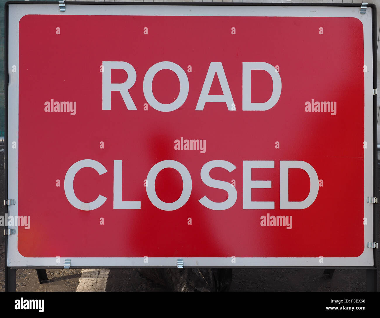 Warning signs for road works, road closed traffic sign Stock Photo - Alamy