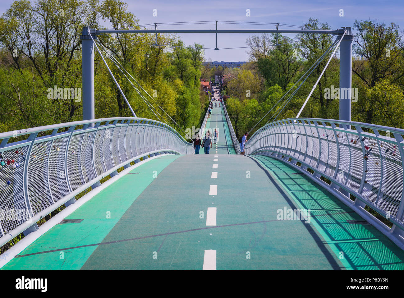 People at Freedom Cycling Bridge, cycling and pedestrian bridge ...