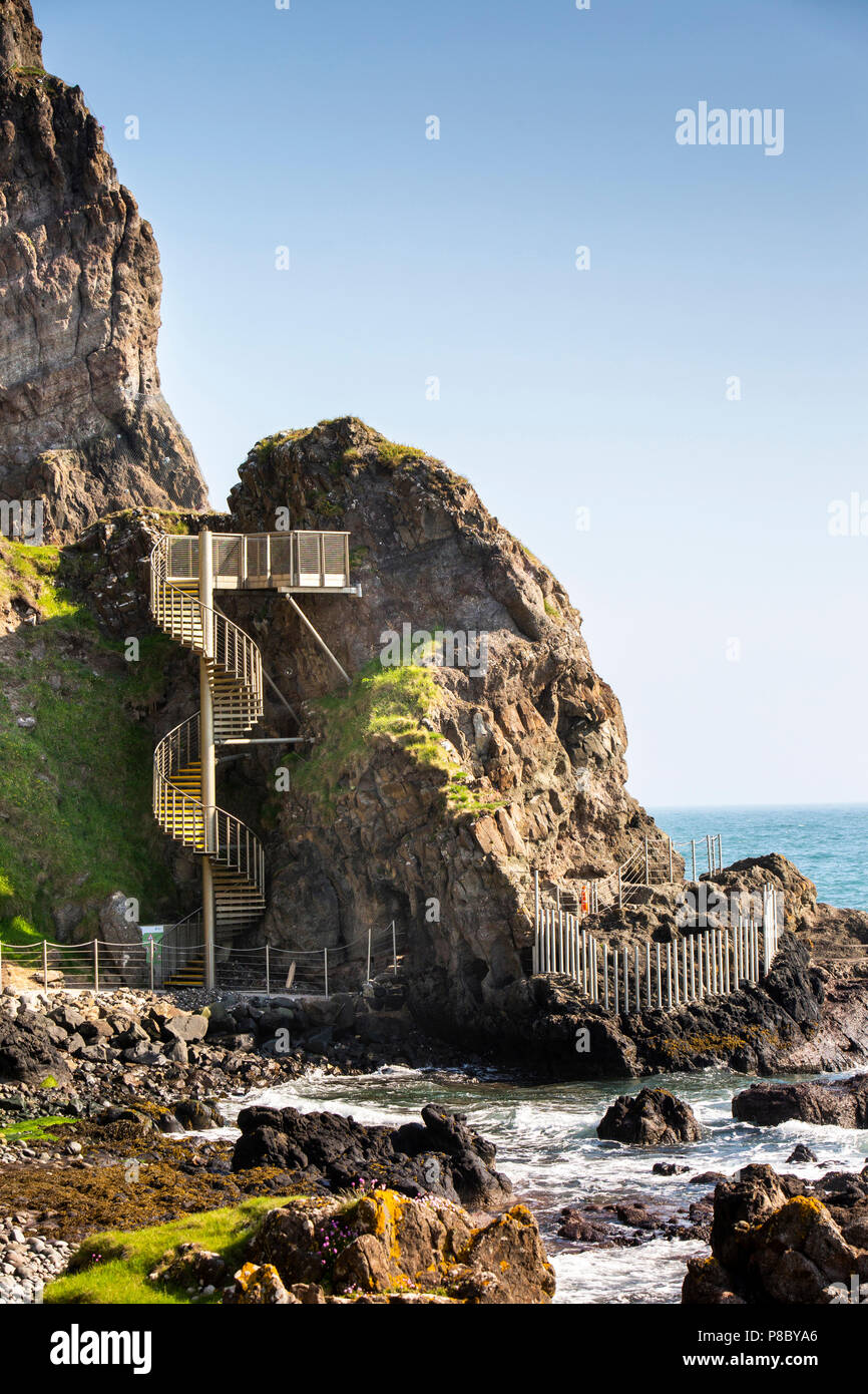 UK, Northern Ireland, Co Antrim, Islandmagee, spiral staircase to ...