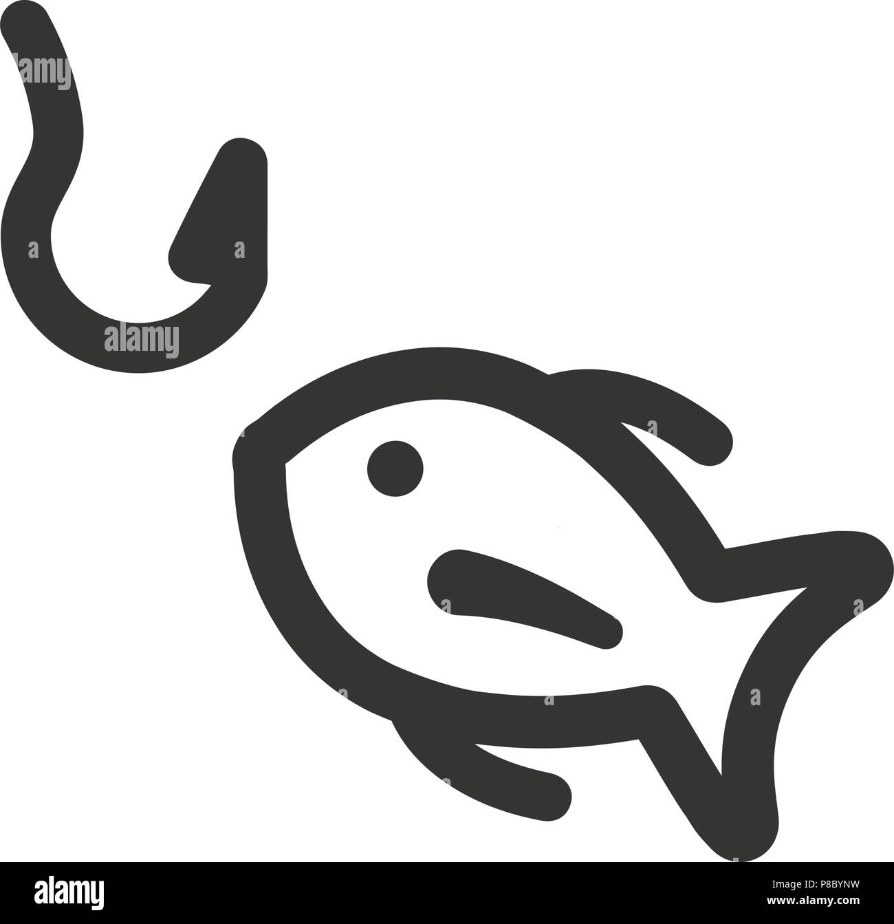 Fish Catching Icon Stock Vector Image & Art - Alamy