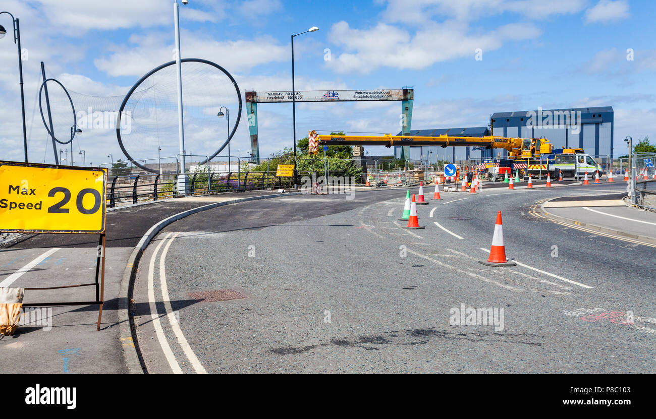 Construction work on the new road bridge at Middlehaven,Middlesbrough ...