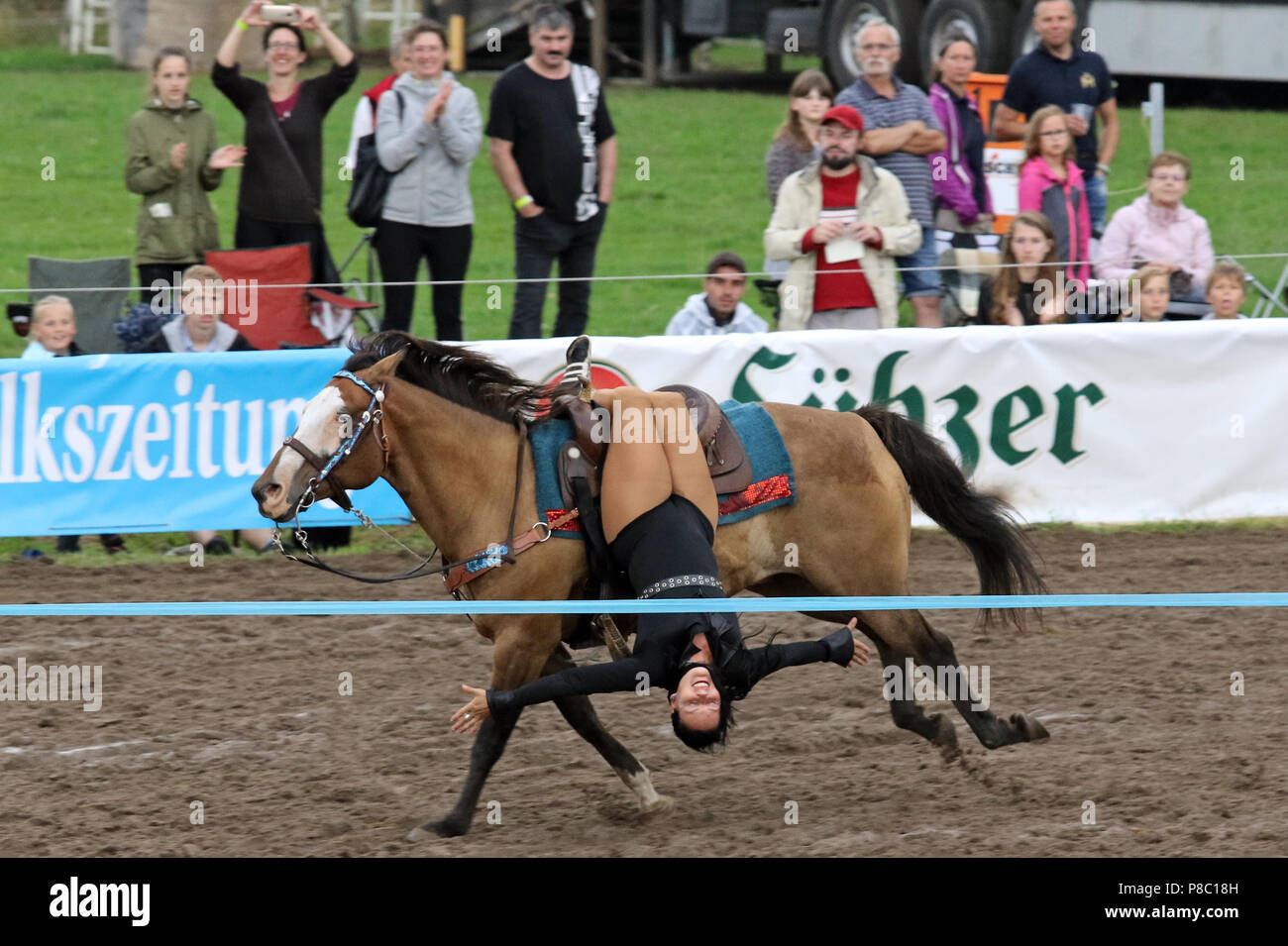 Gestuet Ganschow, chart, trick riding in full gallop Stock Photo - Alamy